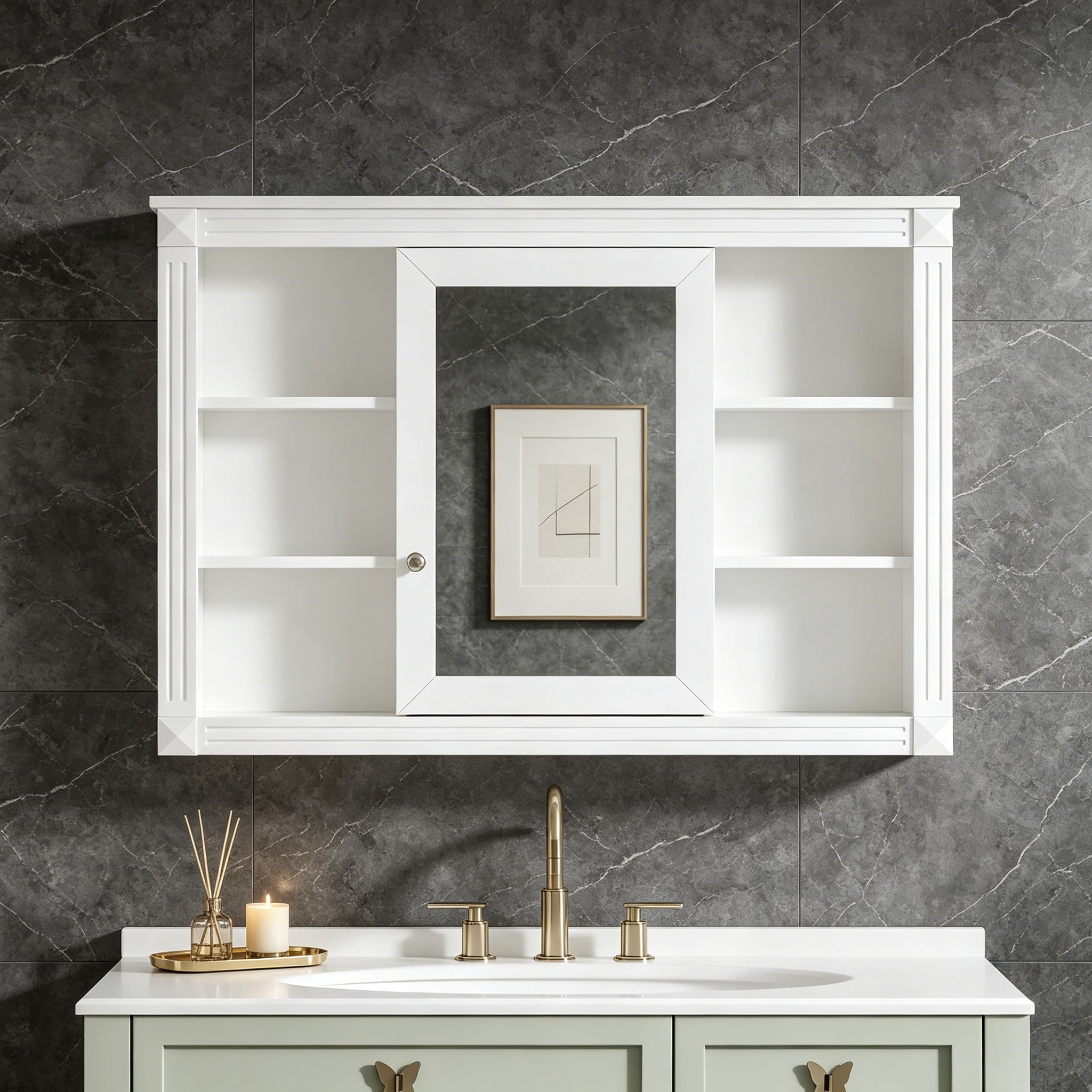 42"x28" Wall Mounted Bathroom Medicine Cabinet with Mirror Door ...