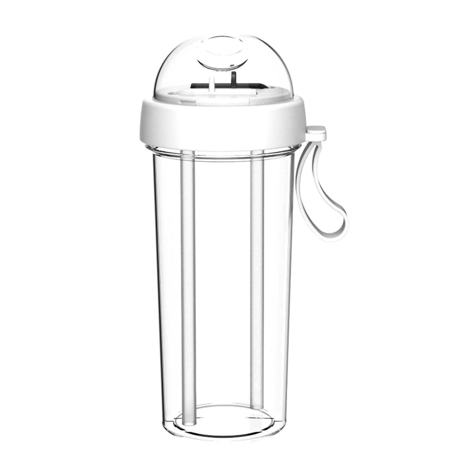 420/600ml Portable Dual Straw Separate Drink Water Beverage Bottle ...