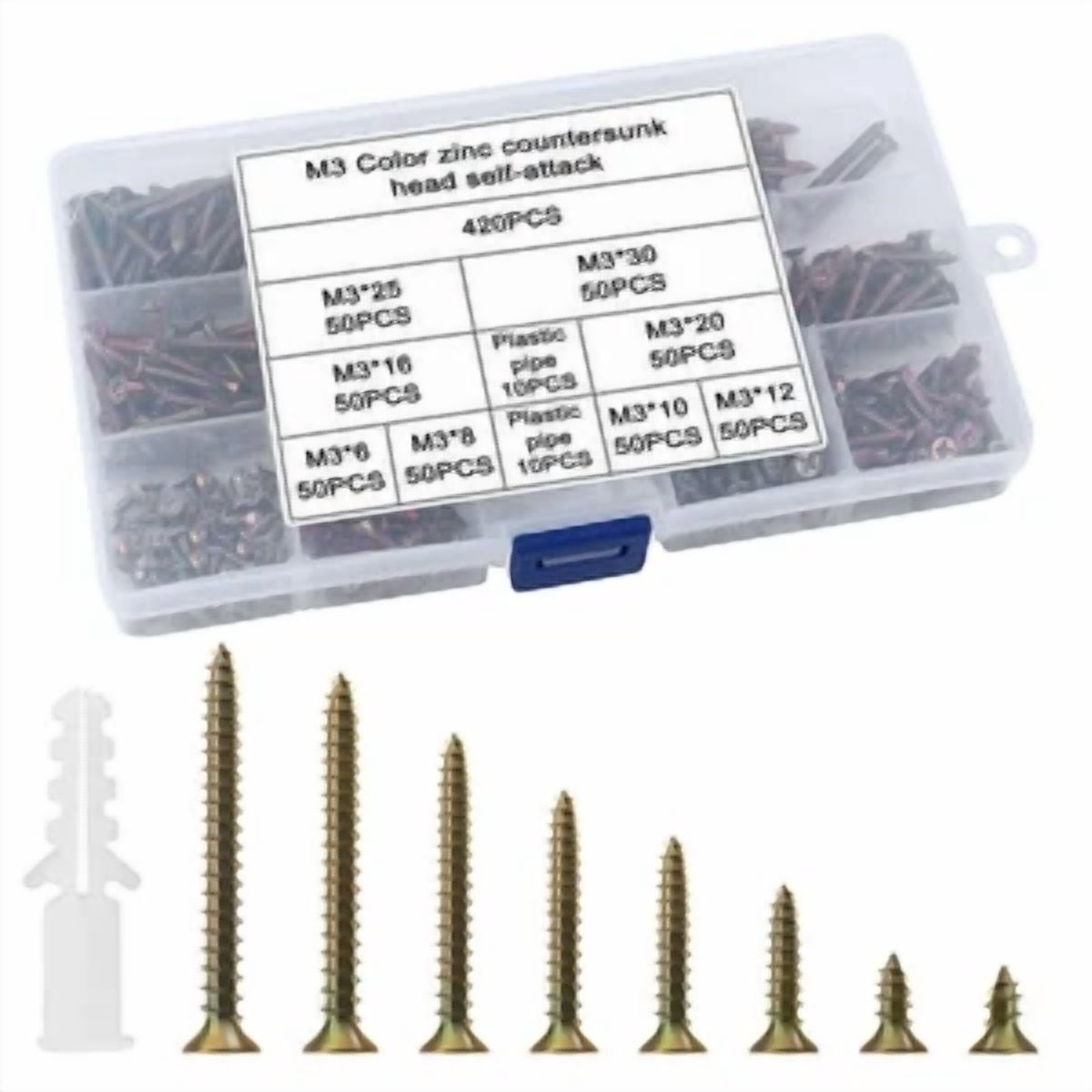 420 Pcs Wood Screws Assortment Kit,8 Sizes M3×6-30Mm With 20Pcs M6 ...