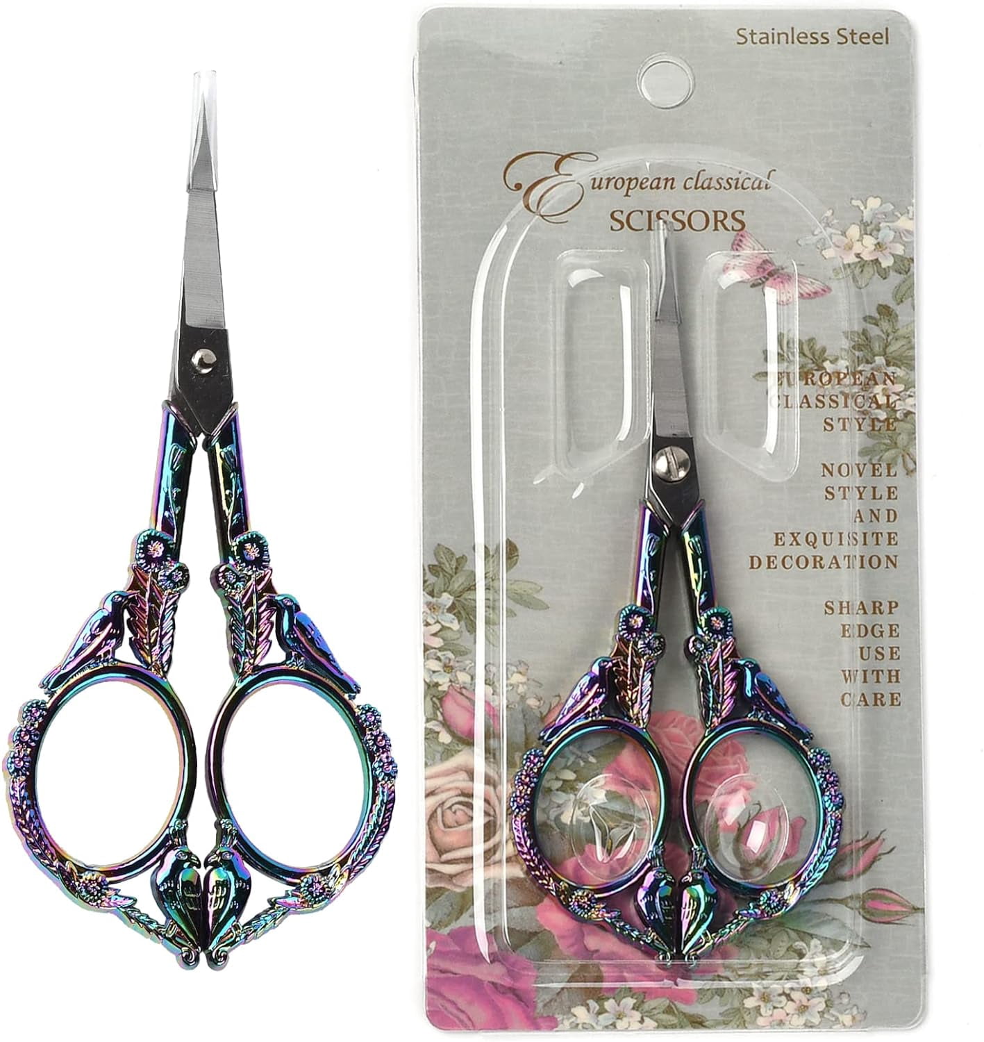 4.67Inch Stainless Steel Embroidery Sewing Scissor Retro-Style Bird ...