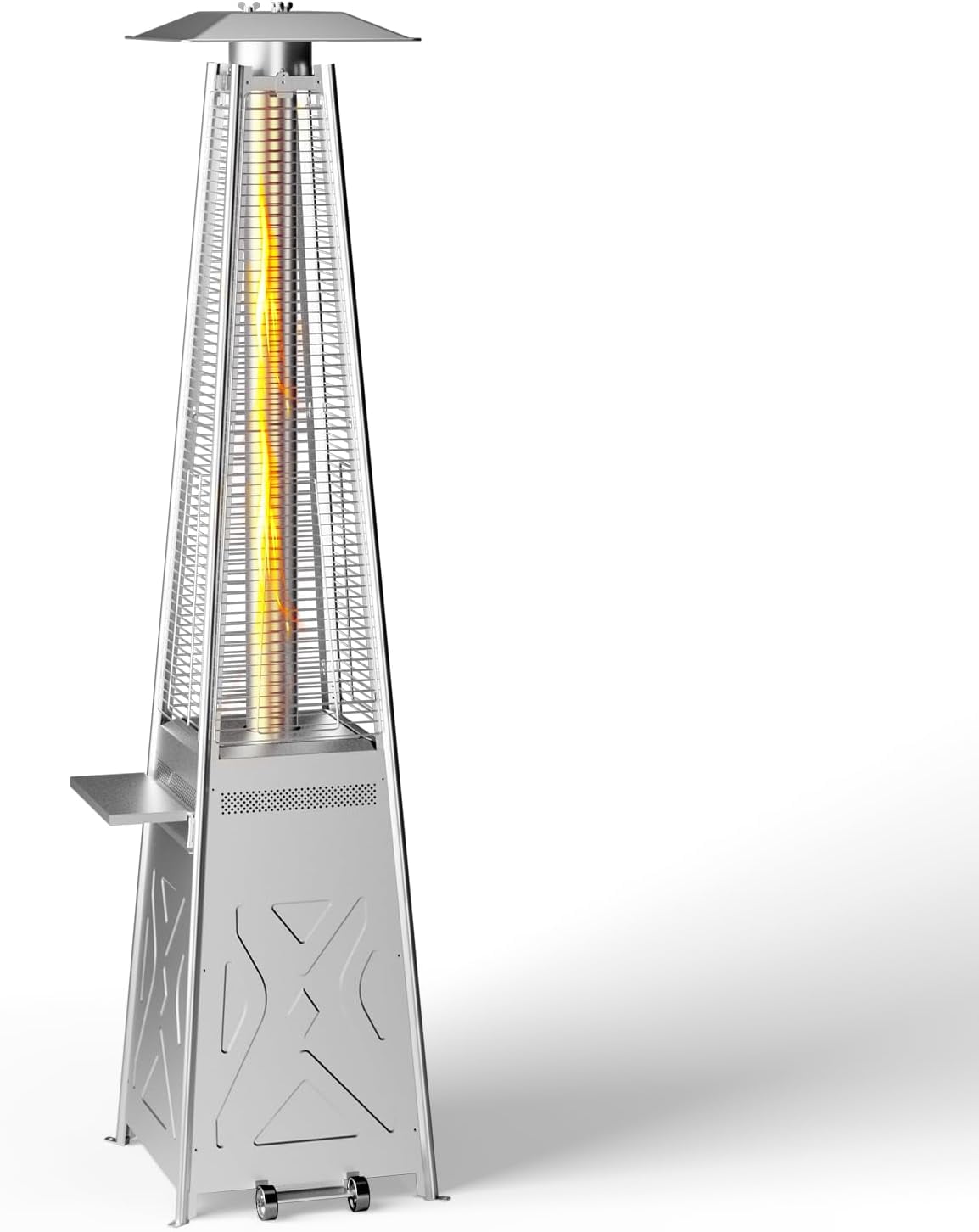 42000 Btu Pyramid Patio Heater, Glass Tube Propane Heater with Wheels ...