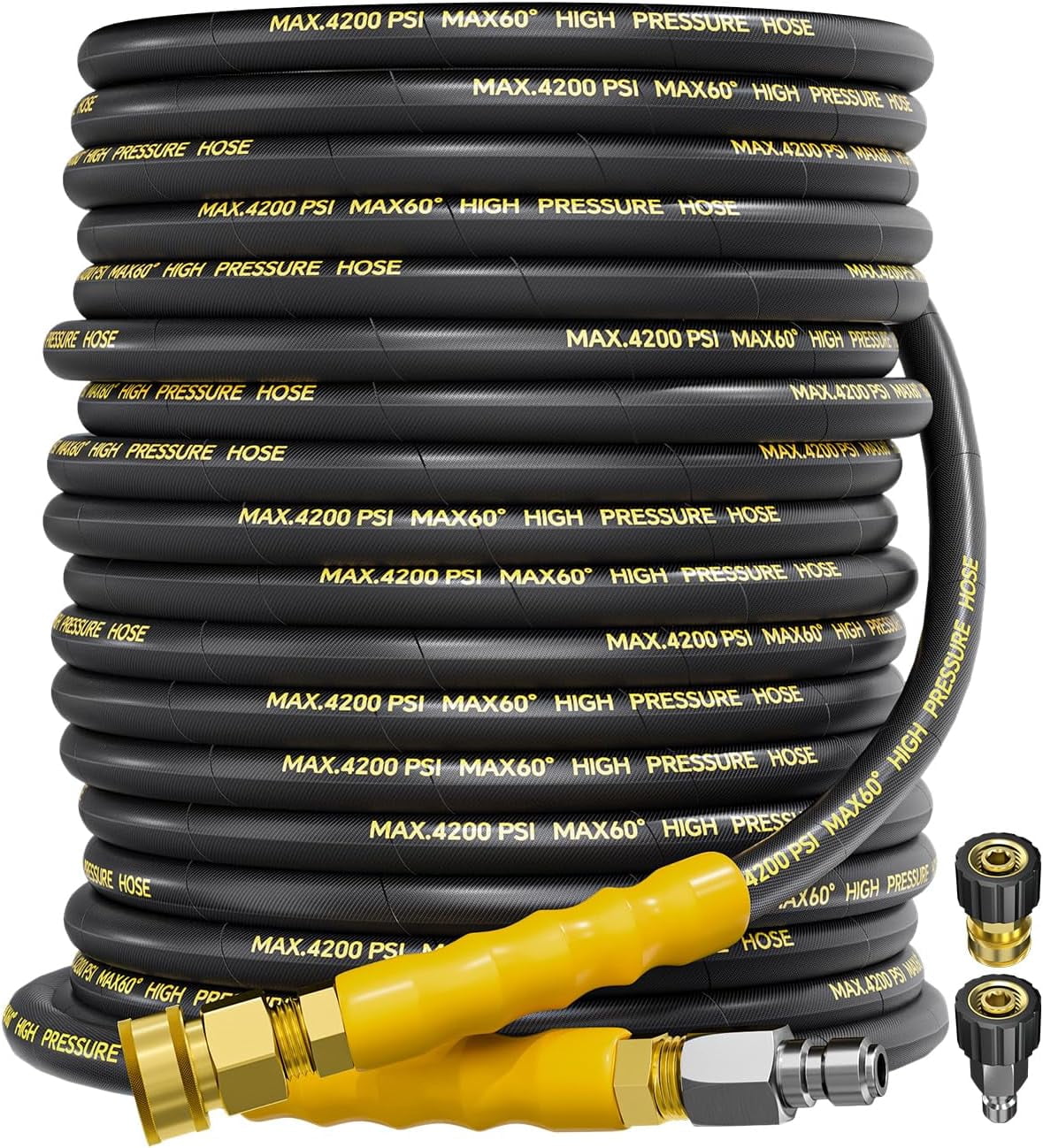 4200PSI Washer Hose 100FT with 3/8" Swivel Quick Connect for Cold/Hot ...