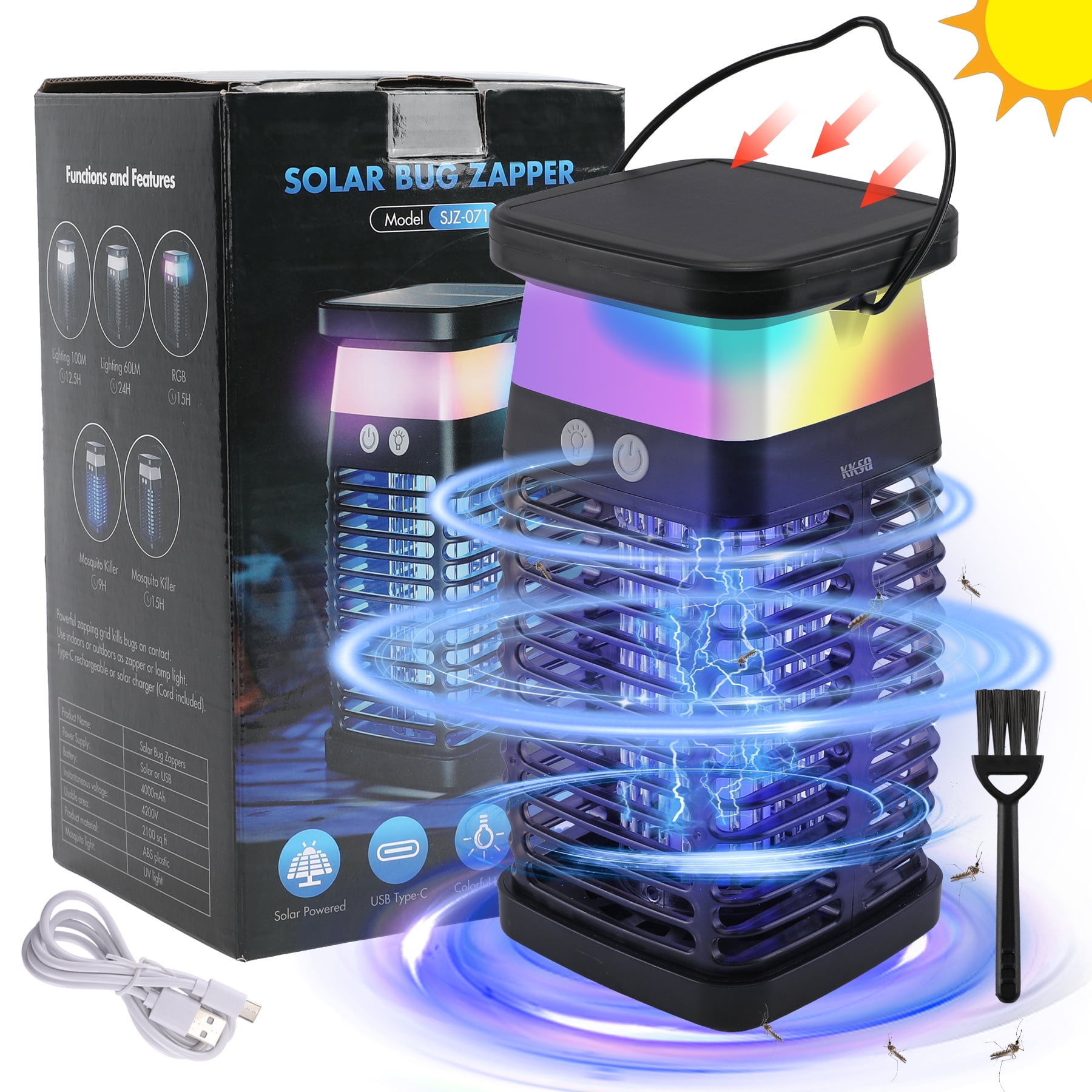 4200V Powerful Grid Electric Bug Zapper Outdoor , 3 Lighting Modes ...