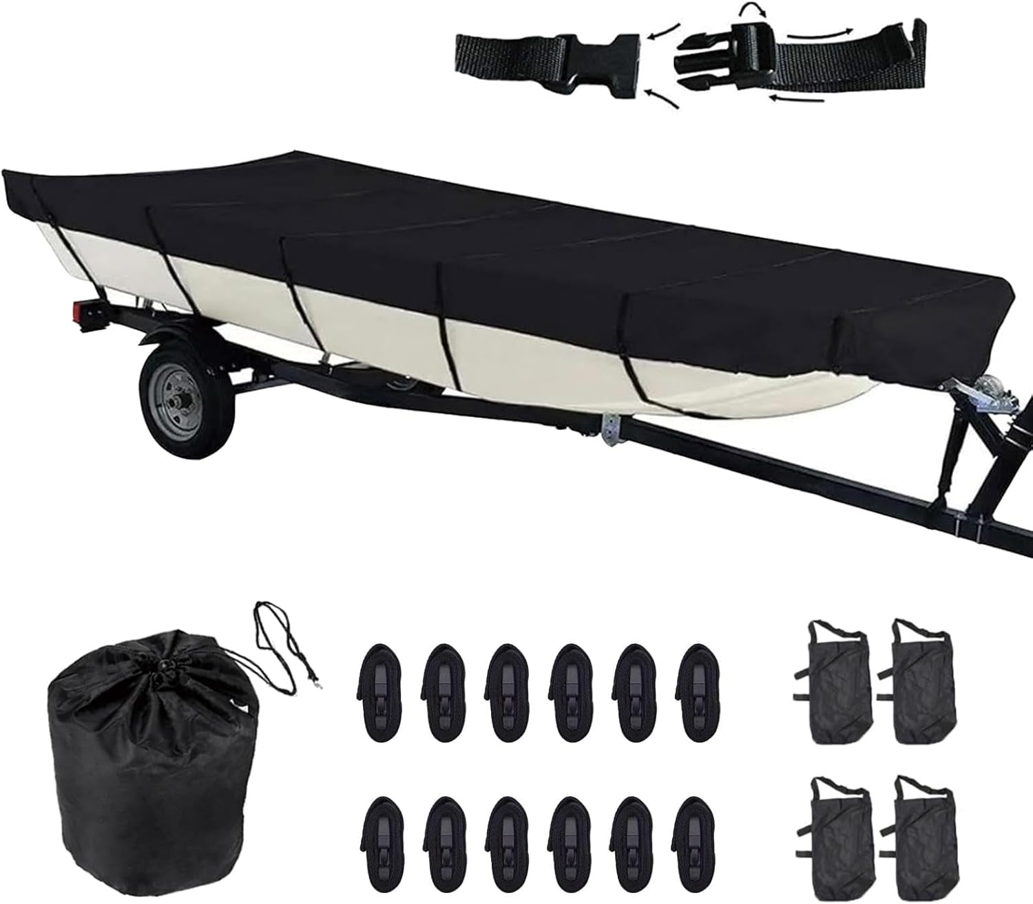 420D Upgraded Jon Boat Cover 12ft 420D Waterproof with PU Coating ...