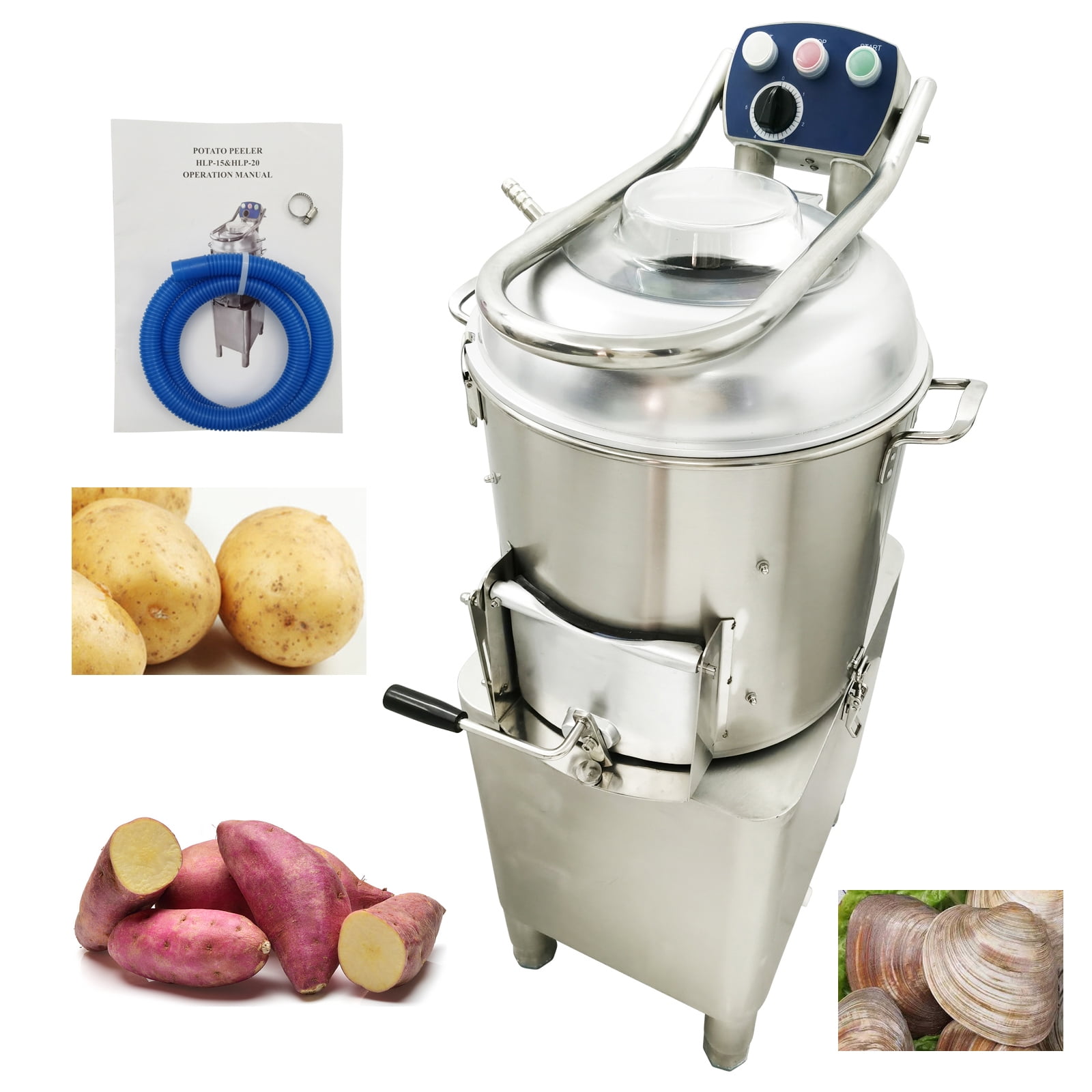 420LB/H Electric Potato Peeler Shellfish Cleaning Machine Vertical ...