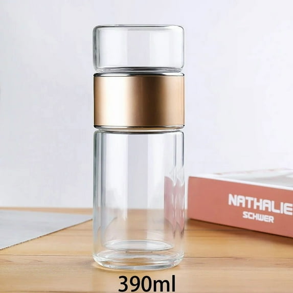 420ML Thee Waterfles Hoge Borosilicaatglas Dubbellaags Thee Water Cup Zetgroep Tumbler Drinkware ...