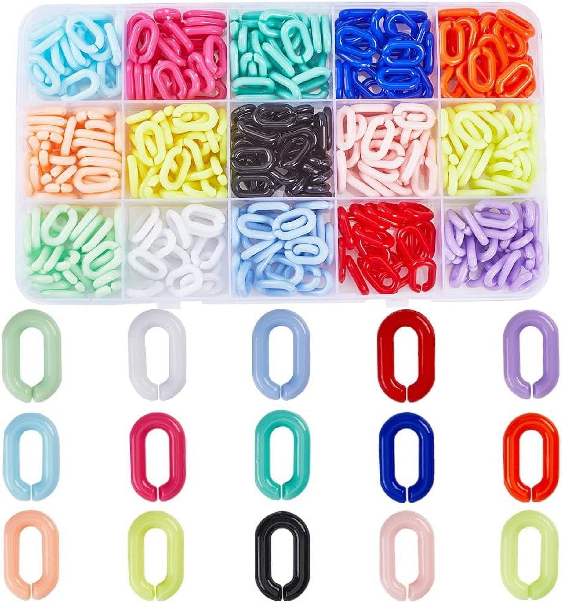 420Pcs 15 Colors Acrylic Links Chain Jewelry Linking Rings Opaque ...