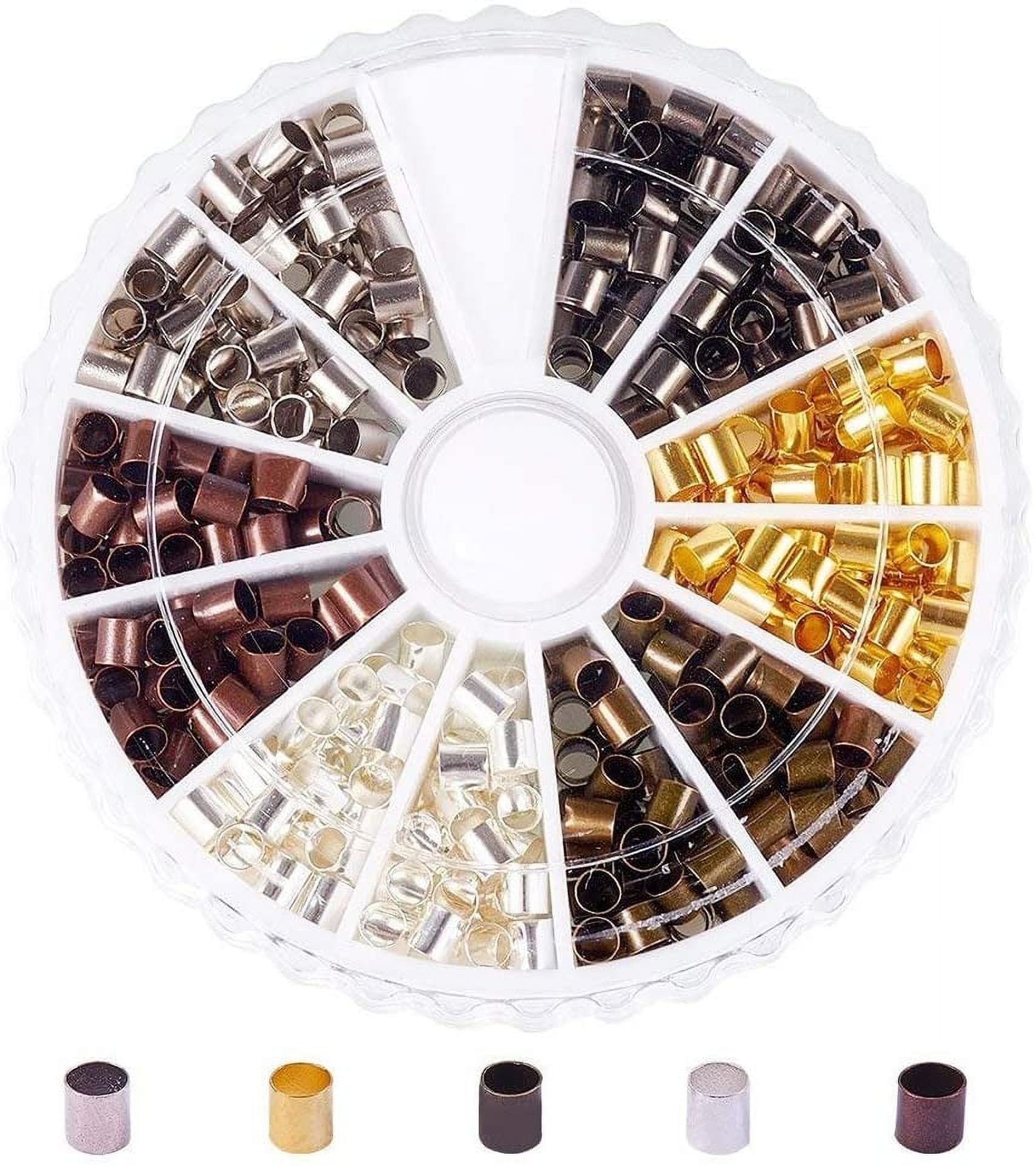 420Pcs 3mm Brass Tube Crimp Beads Cord End Caps for DIY Jewelry Making ...