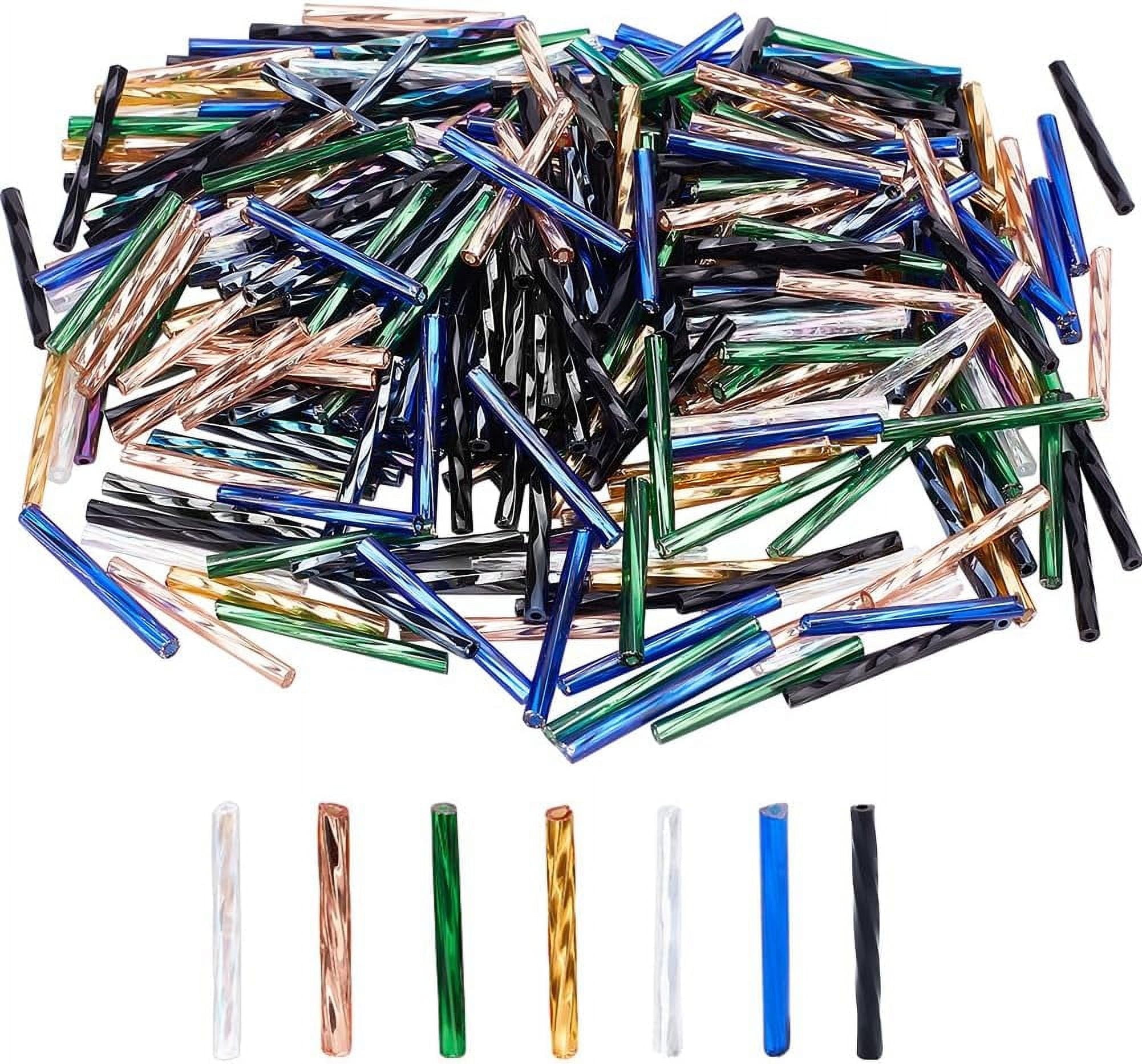 420Pcs 7 Colors Glass Twisted Bugle Beads Electroplate Opaque Tube ...
