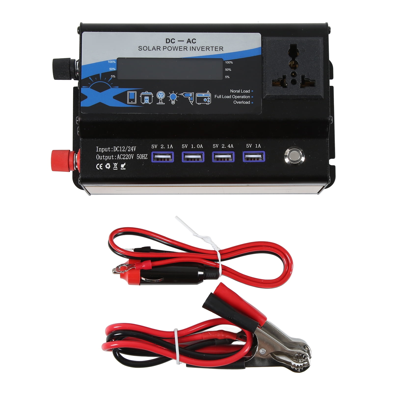 420W 12/24VDC to 220VAC Power Inverter with Modified Sine Wave, 4 USB ...