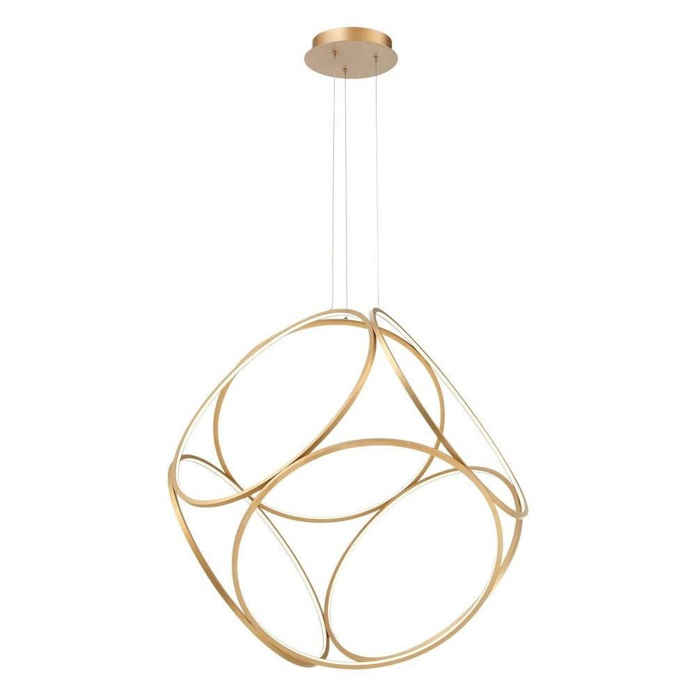 420W 6 Led Large Pendant 34 inches Wide By 33.5 inches High-Gold Finish ...