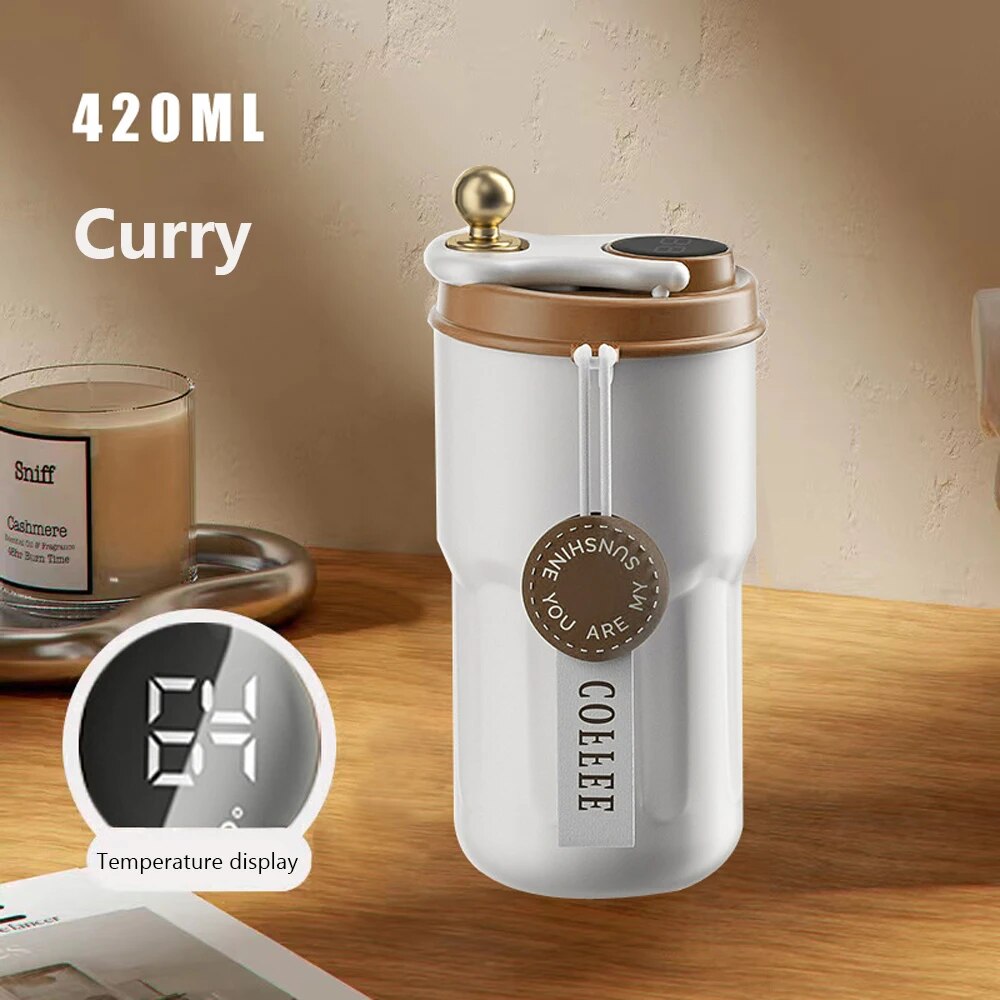 420ml Temperature Display Coffee Cup Smart Thermos Travel Coffee Mug 316 Stainless Steel Thermal ...