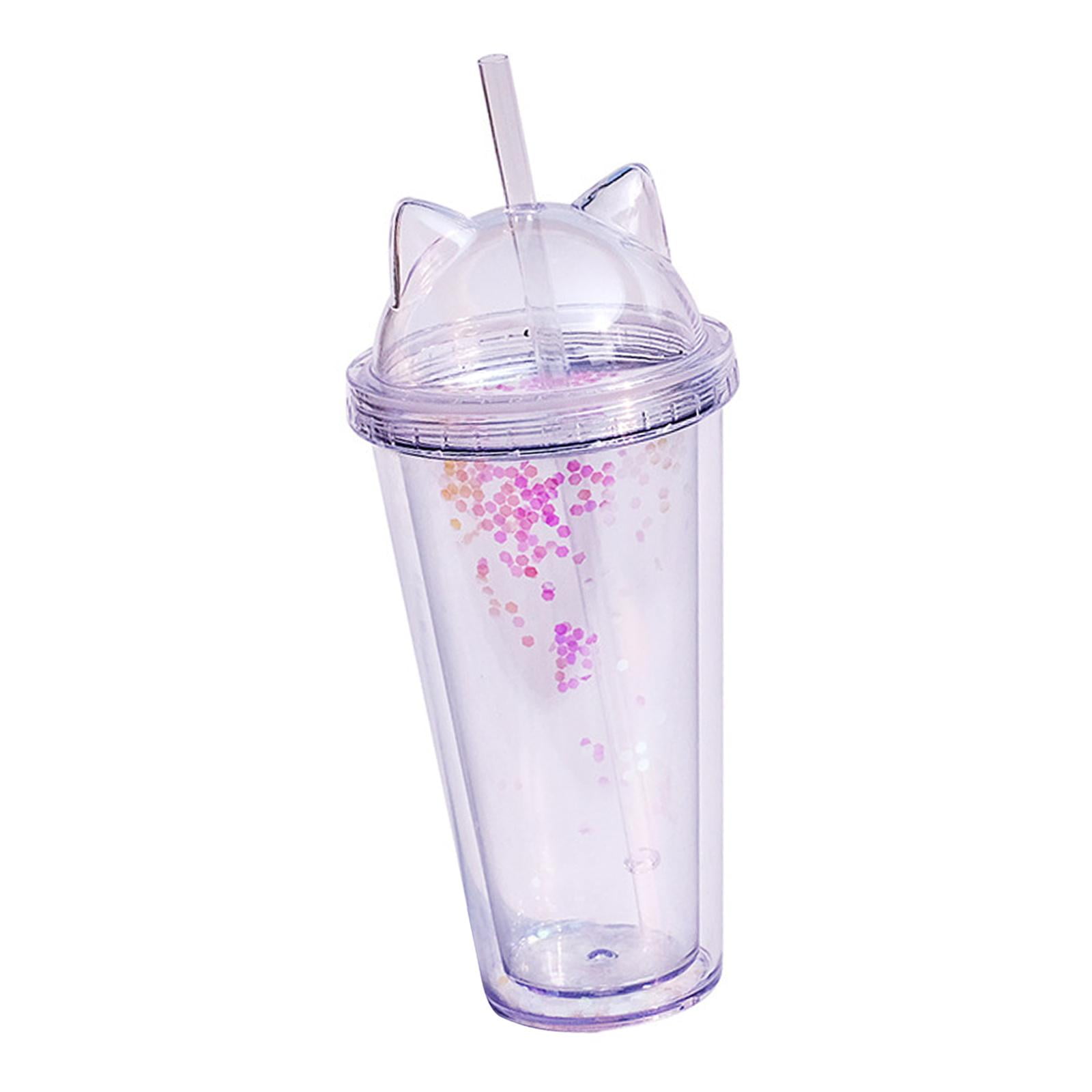 420ml Tumbler Flash Cup Simple Shiny with Straw & Lid Drinkware Water ...