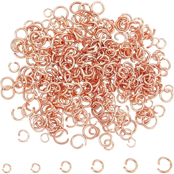 420pcs 6 Sizes Rose Gold Open Jump Rings Stainless Steel Open Jump ...