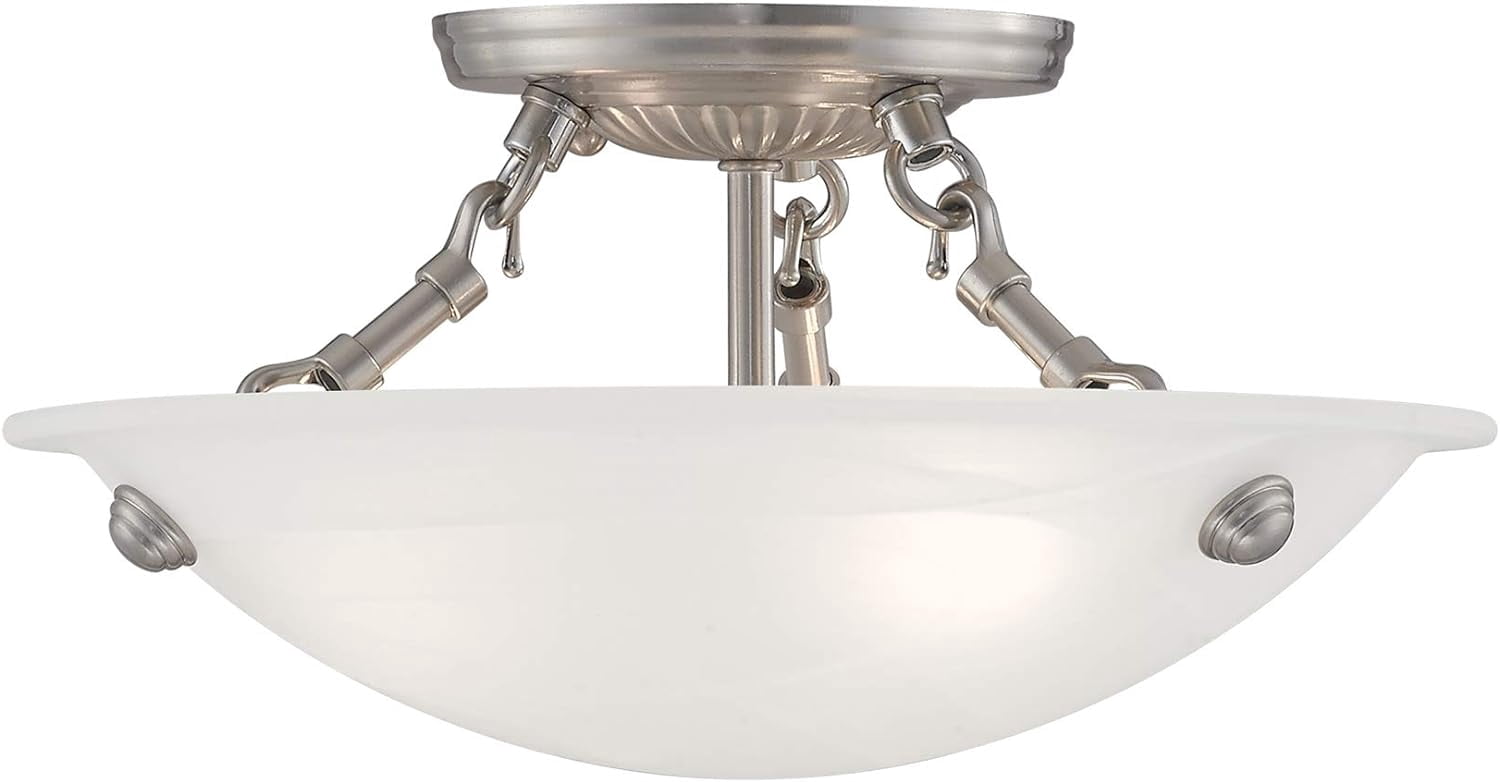 4272-91 North Port 3 Light Brushed Nickel Semi Flush Mount with White ...
