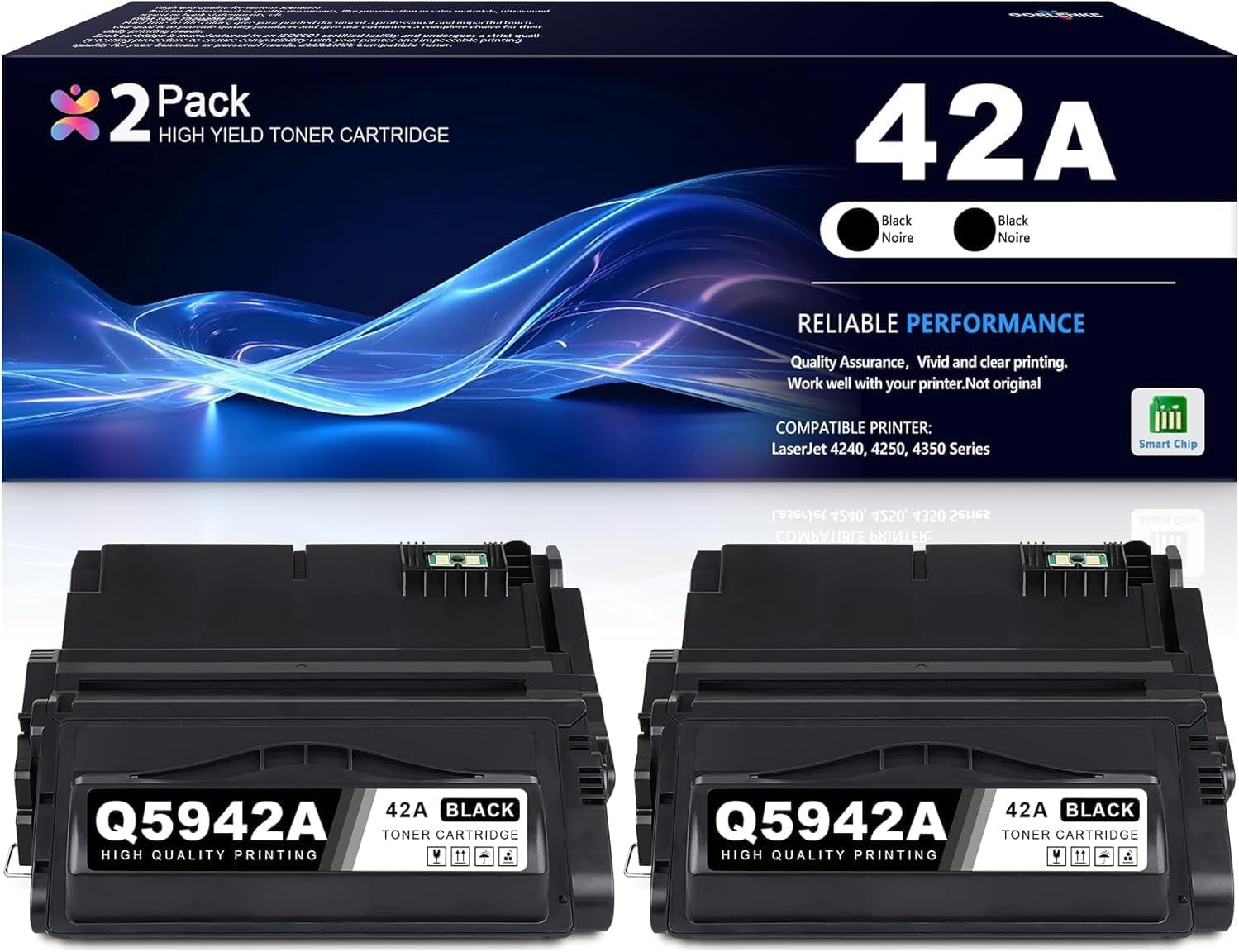 42A Q5942A Toner Cartridge with CHIP 2 Pack: Replacement for HP 42A ...