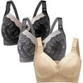 Women's 42C Full Figure Wirefree Bra, 3 Pack All Day Comfort, Wireless ...