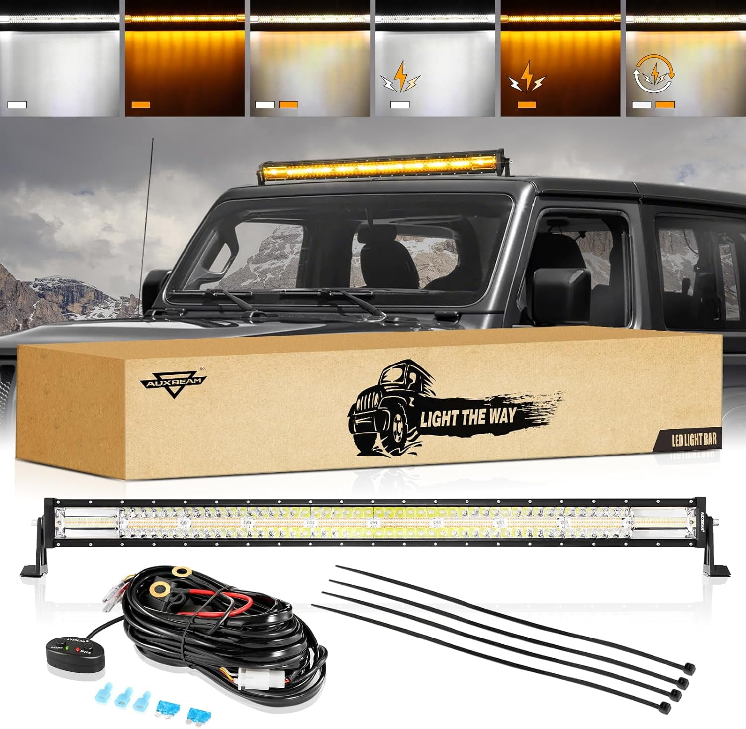 42Inch 240W Straight Light Bar, 6 Modes Off Road White Strobe Light ...