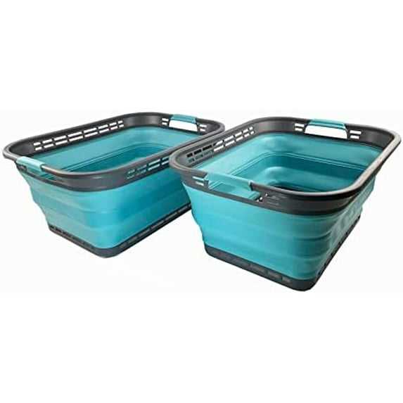 42L (11 Galloons) Collapsible Plastic Laundry Basket - Foldable Pop Up ...