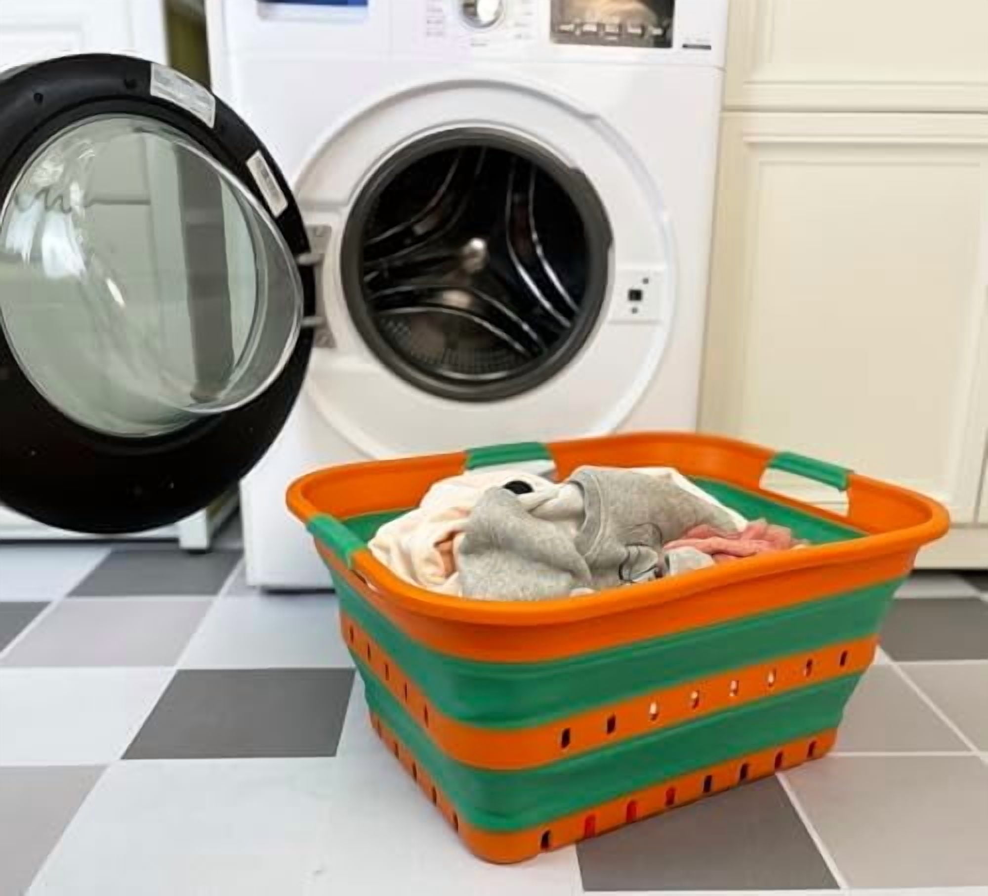 42L (11 gallon) Collapsible Plastic Laundry Basket - Foldable Pop Up ...