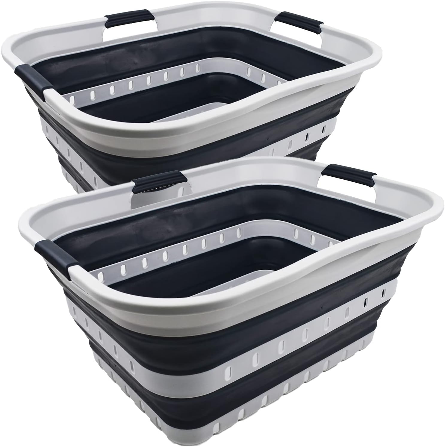 42L (11 gallon) Collapsible Plastic Laundry Basket - Foldable Pop Up ...