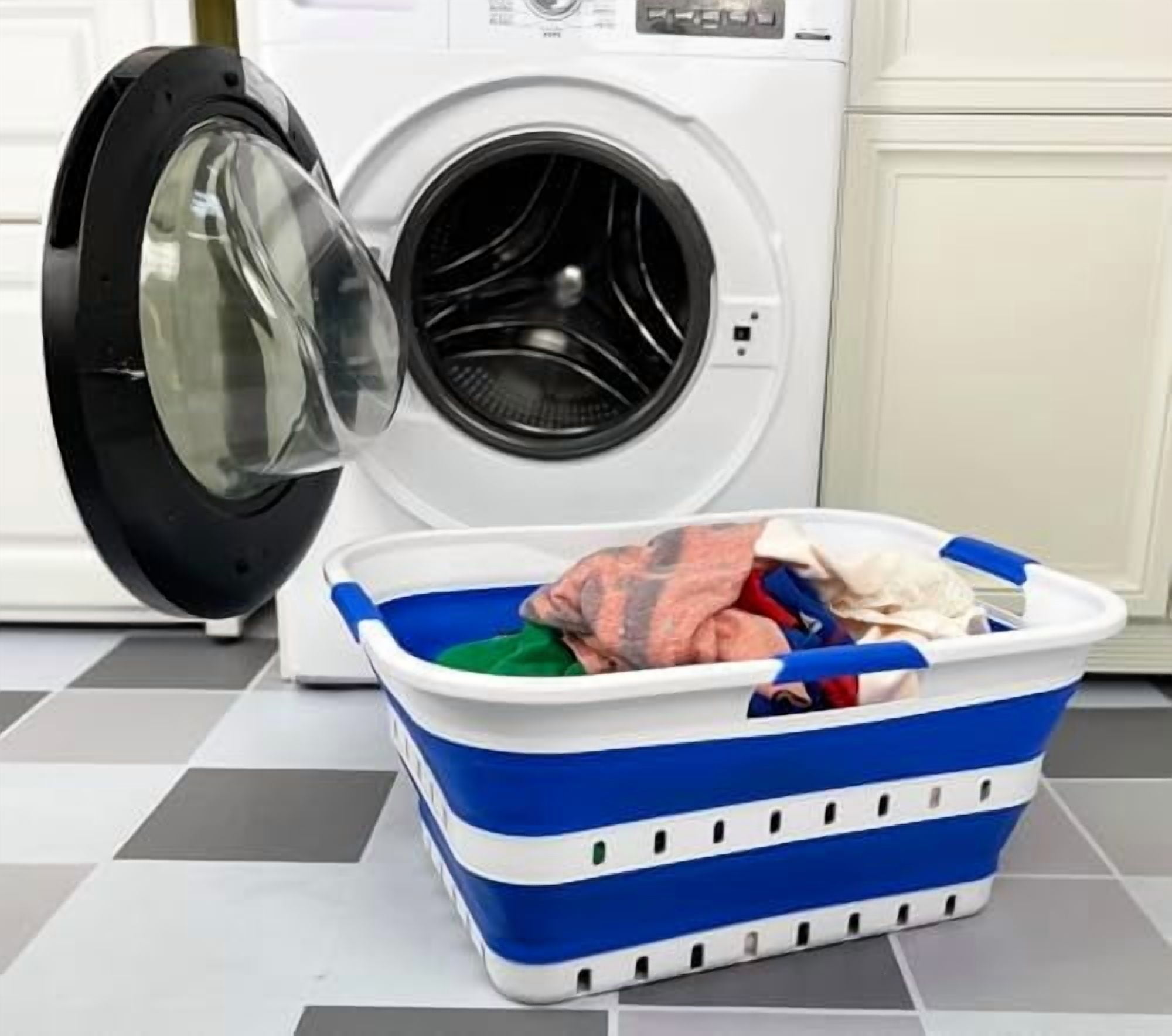 42L (11 gallon) Collapsible Plastic Laundry Basket - Foldable Pop Up ...