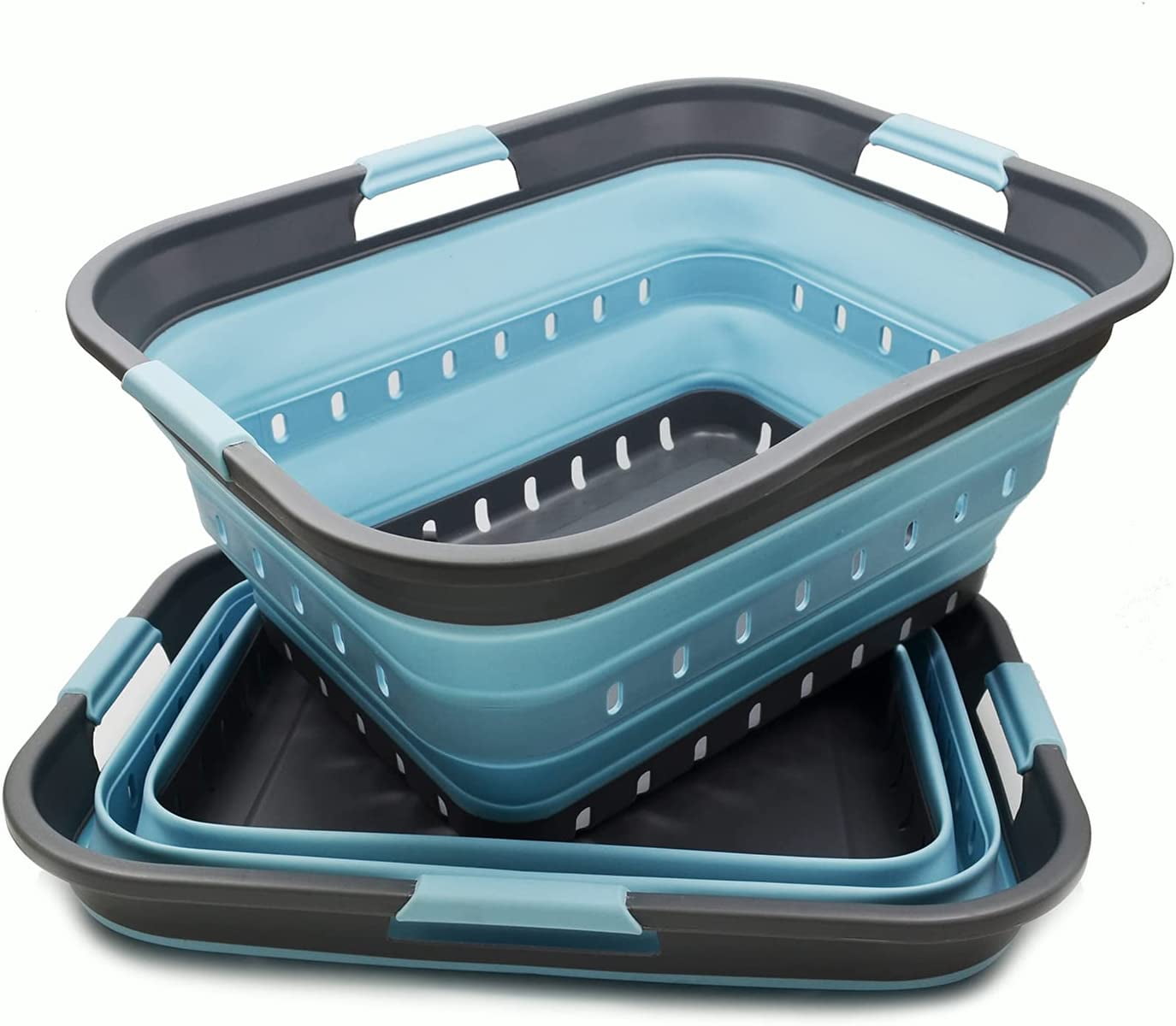 42L (11 gallon) Collapsible Plastic Laundry Basket - Foldable Up ...