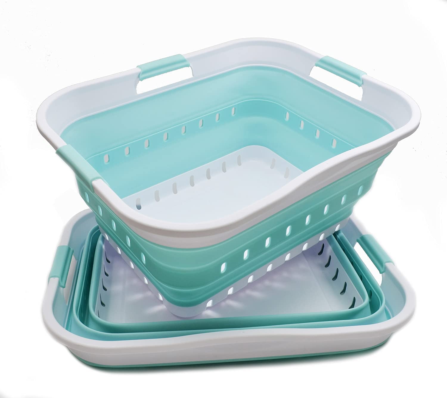 42L (11 gallon) Collapsible Plastic Laundry Basket - Foldable Up ...