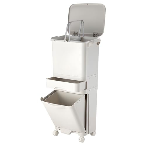42L Kitchen Trash Can, Large Three-Layer Dual Trash and Recycling Bins ...