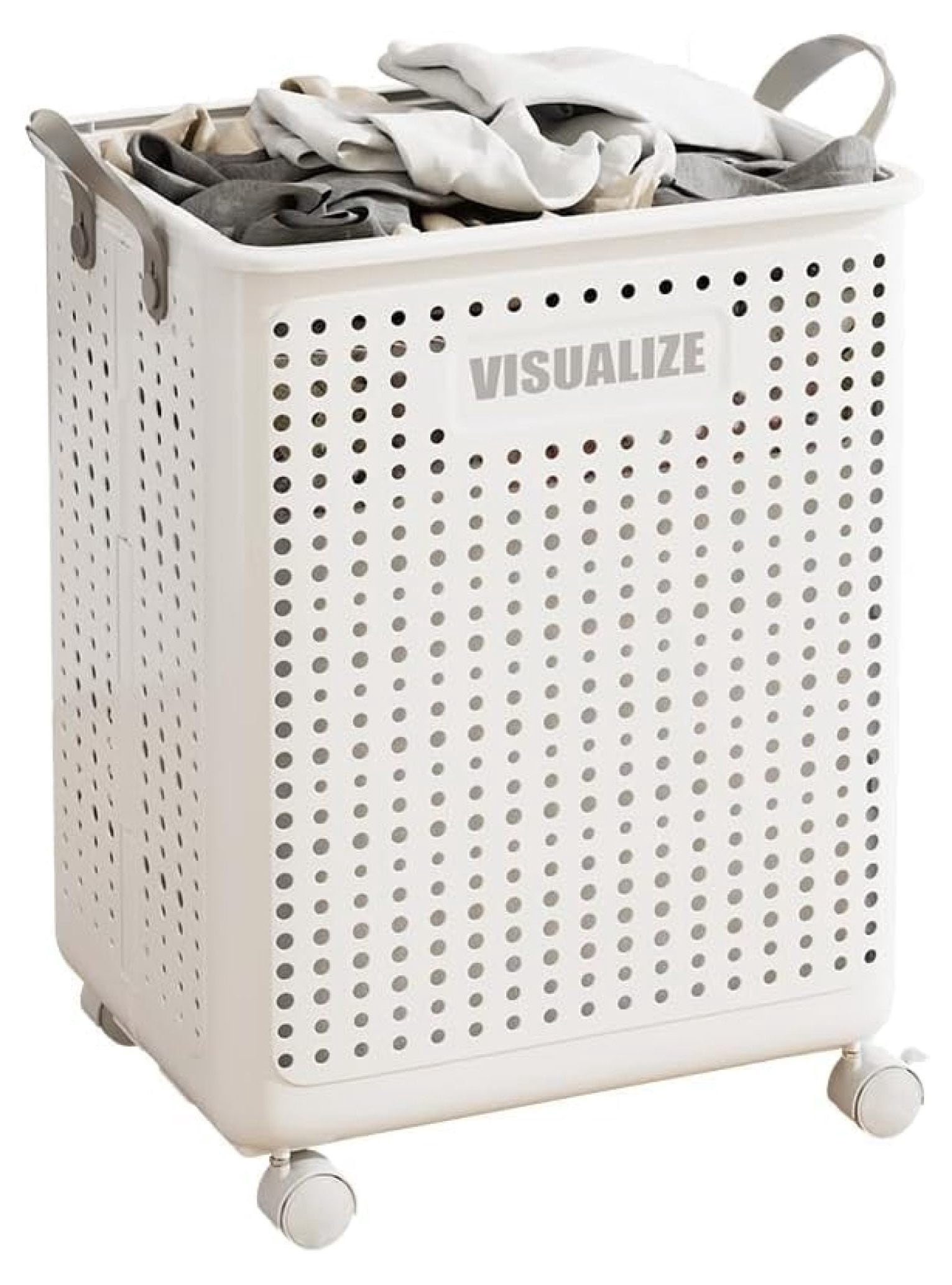 42L Large Heavy Duty Laundry Hamper On Wheels and Handle, Foldable ...