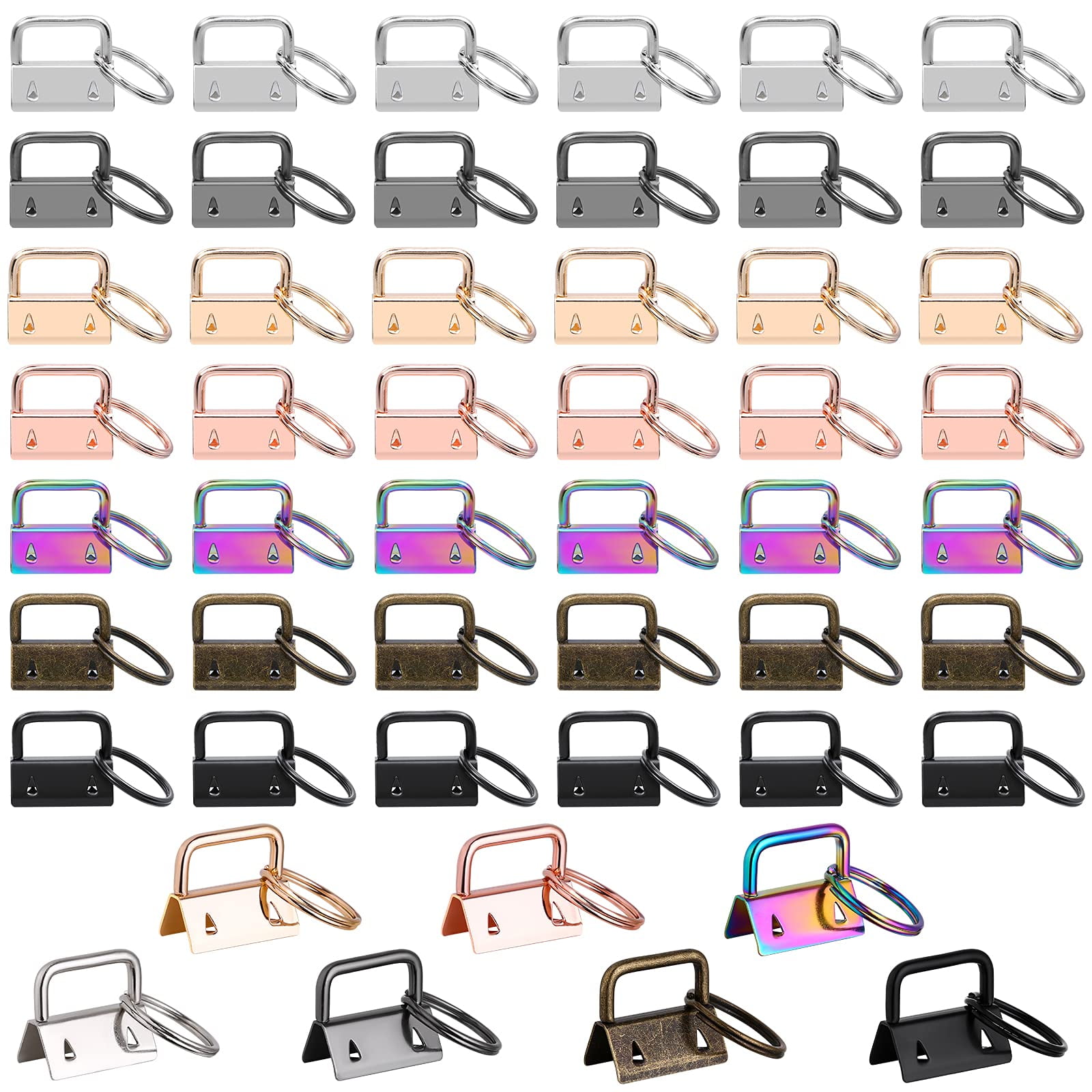 42PCS 1 Inch 7 Colors Keychain Hardware Set for Wristlet, Lanyard and ...