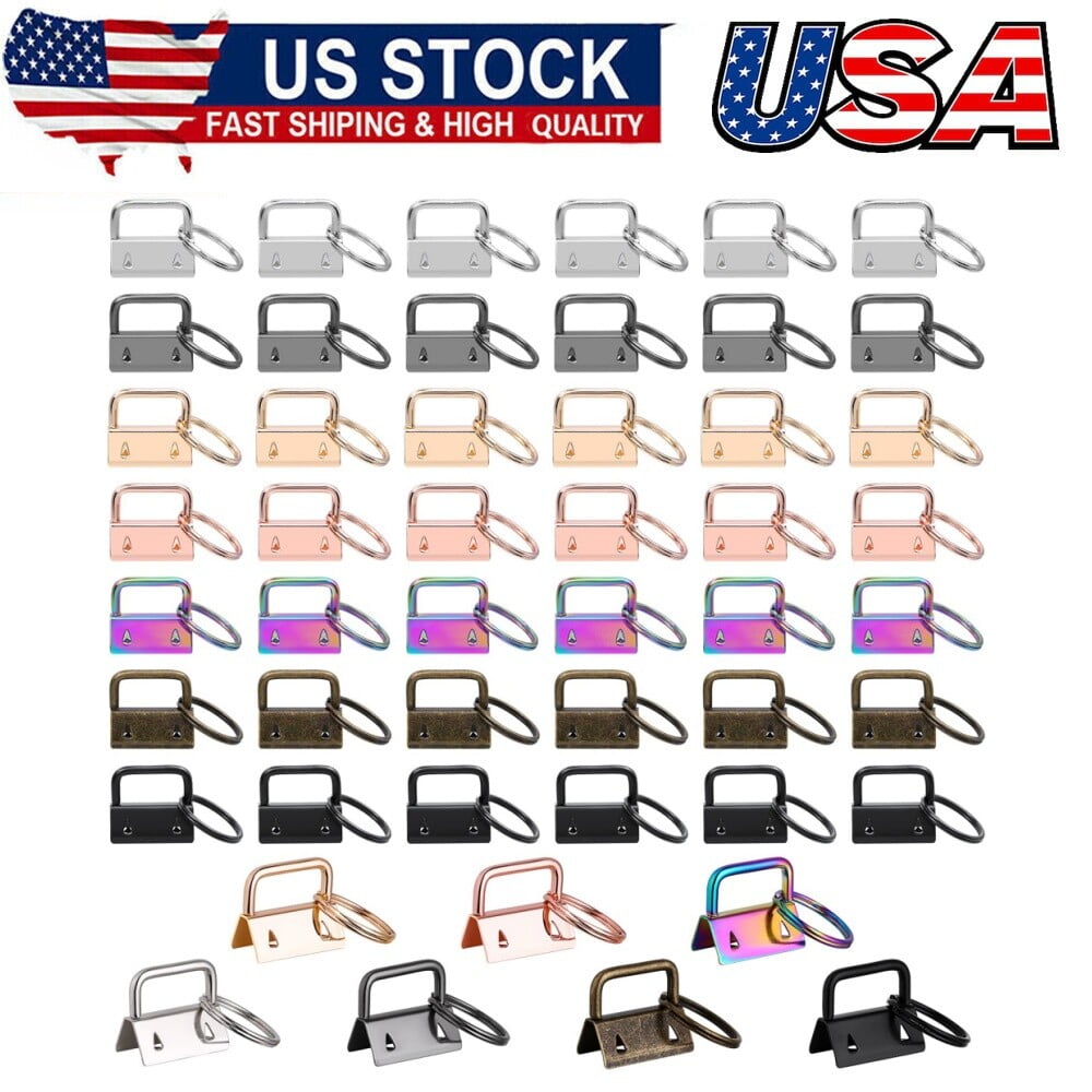 42PCS 1 Inch 7 Colors Keychain Hardware Set for Wristlet, Lanyard and ...