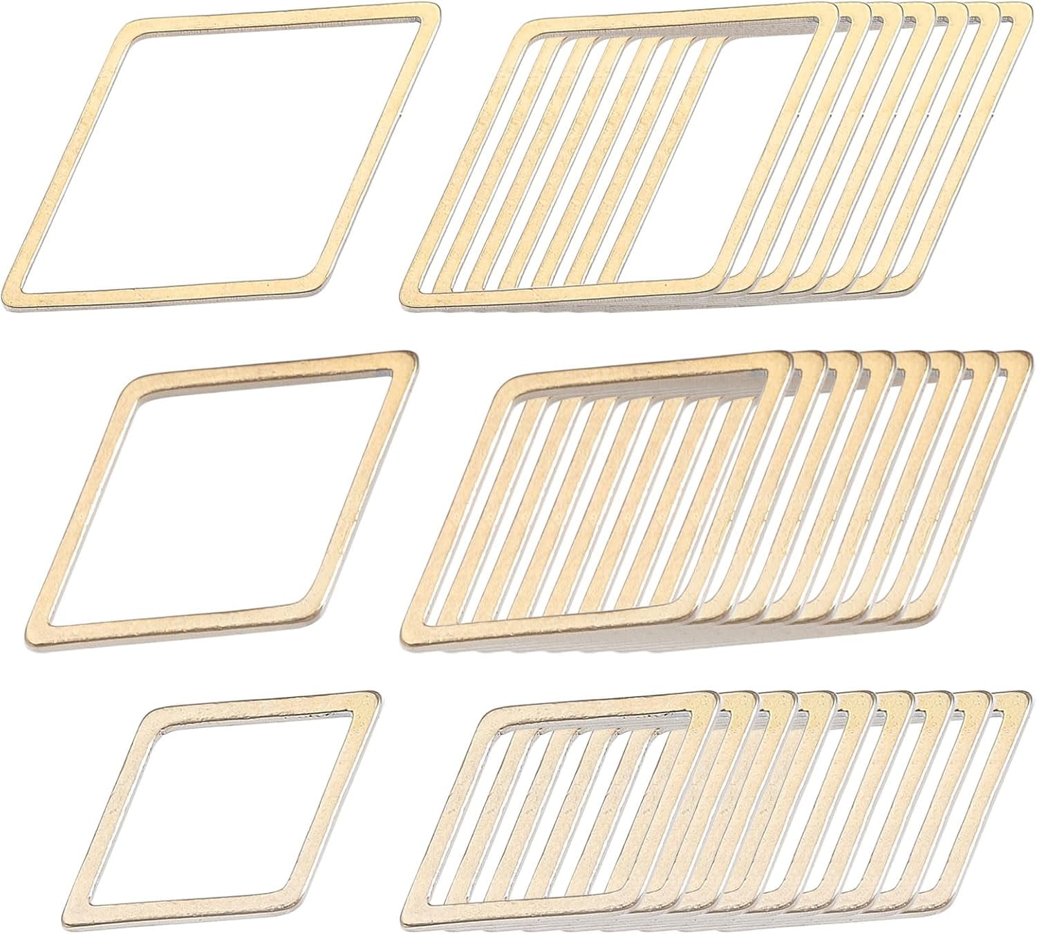 42PCS 15/20/26mm Stainless Steel Linking Rings Rhombic Frames ...