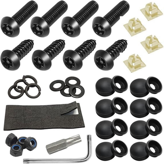 42PCS Anti Theft License Plate Screws Stainless Steel Bolts Caps Car ...