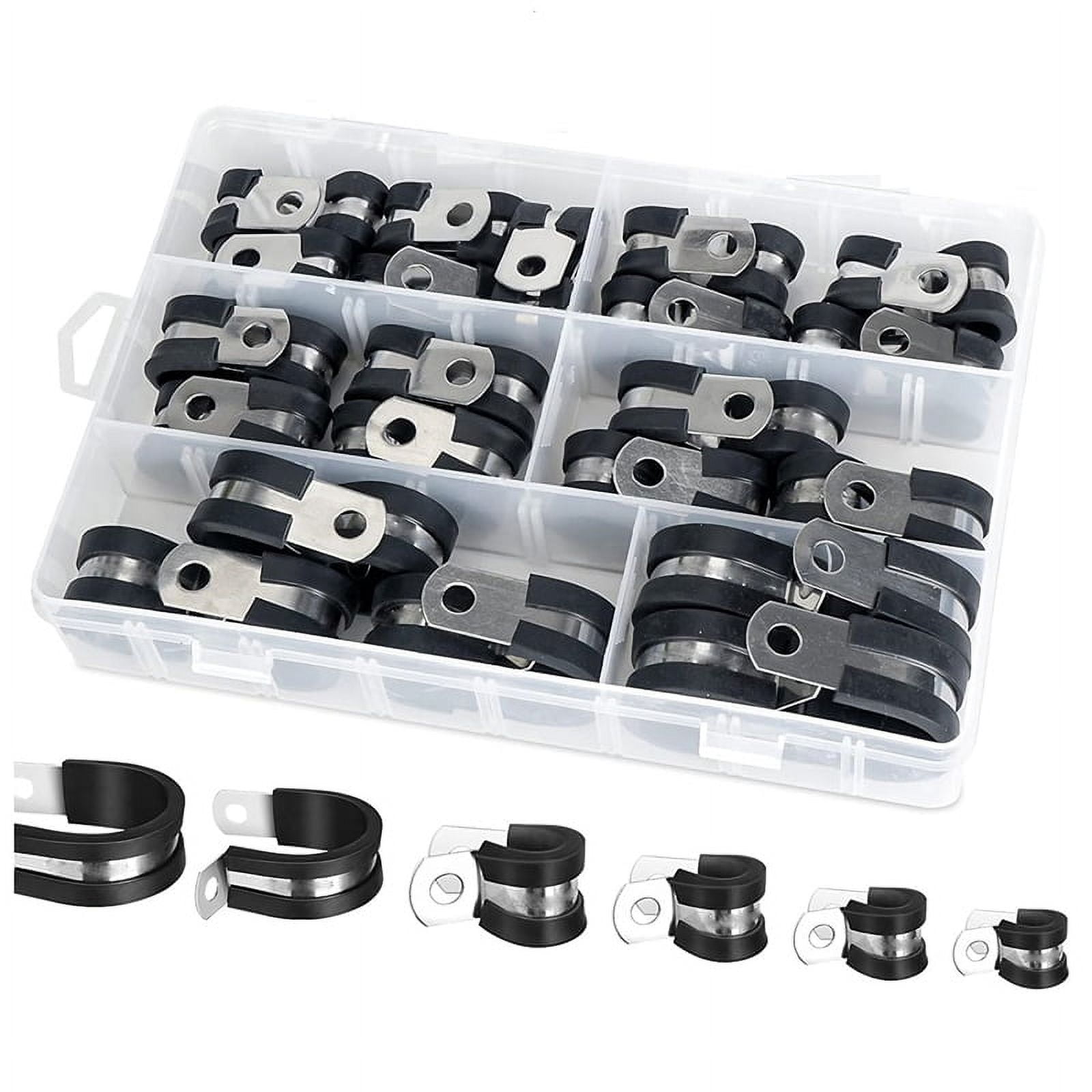 42PCS Cable Clamps Set - Rubber Cushioned 304 Stainless Steel Hose ...