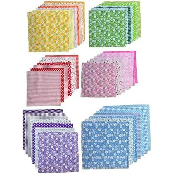 42PCS Cotton Fabric Squares for Quilting-9.8x9.8 inches, Multi-Color ...
