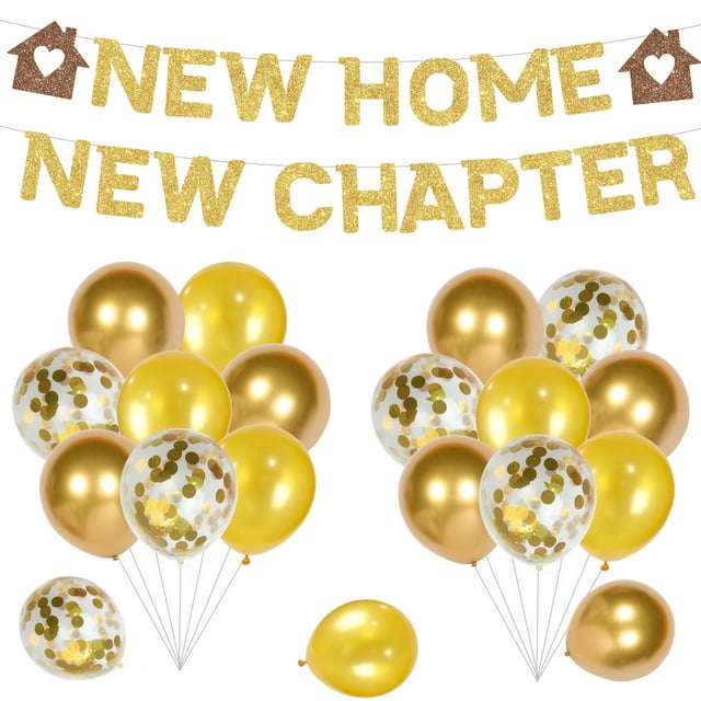 42PCS Golden themed Party, New Home New Chapter Theme Party Decoration ...