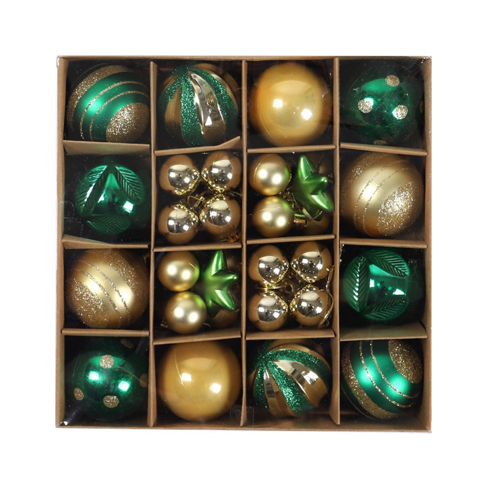 42PCS Green Gold Christmas Ornaments Set with Special Star Shape ...
