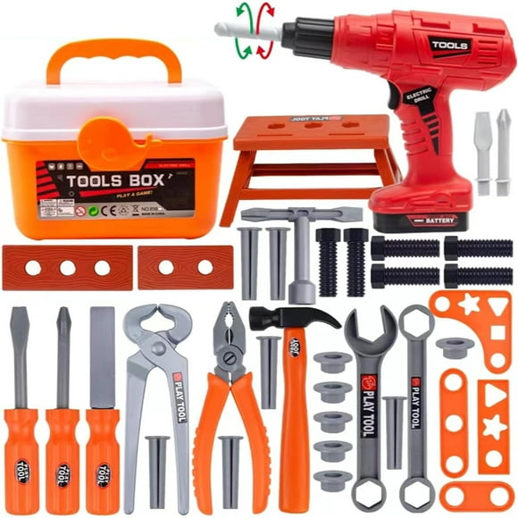 Kids Toy Tools Collection with Construction Sets and Accessories