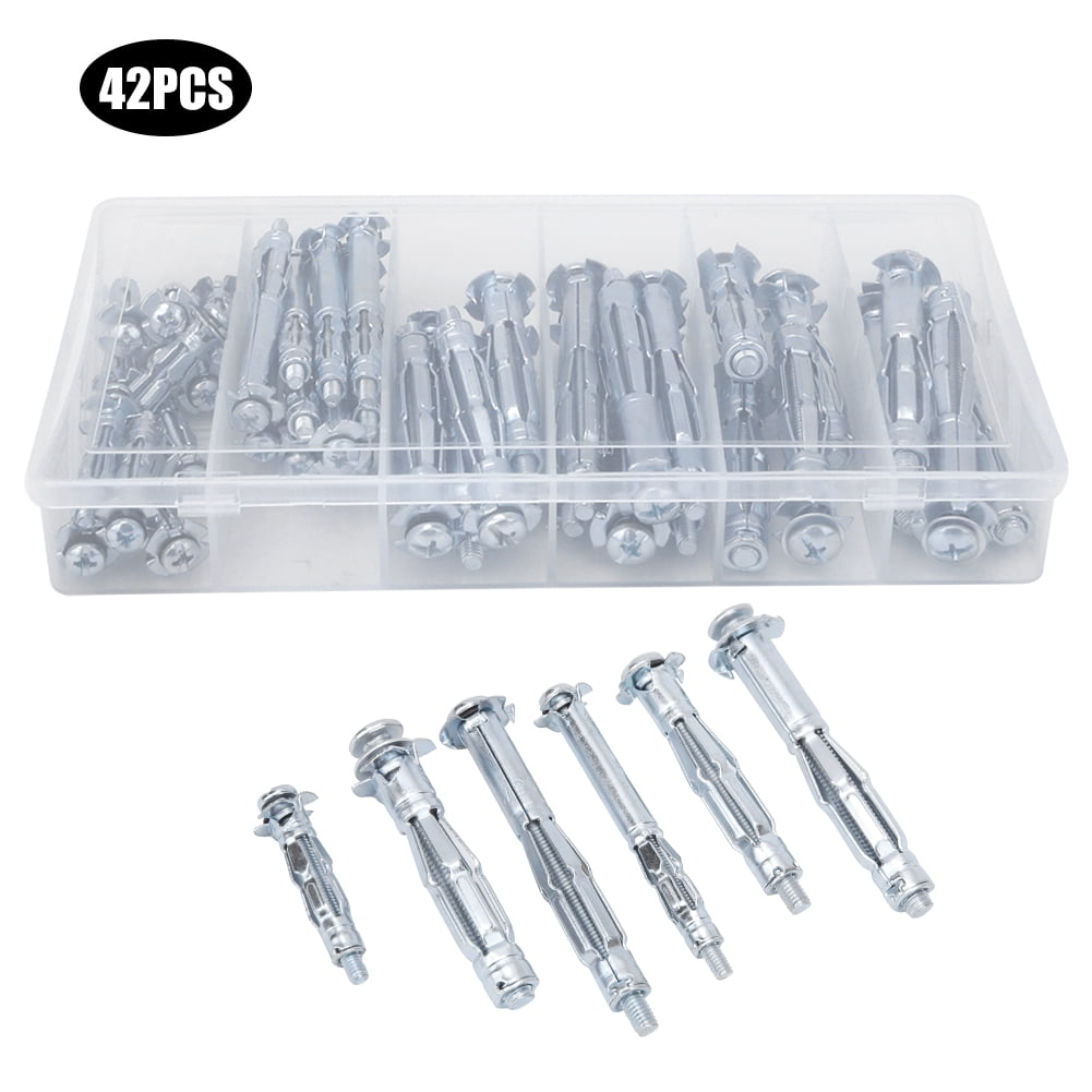 42PCS M4~M6 Expansion Bolt Plasterboard Screw Combination Kit Hand Tool ...