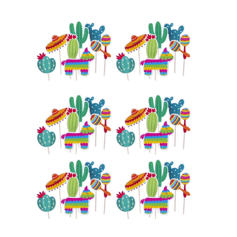 42PCS Summer Theme Cake Toppers Cactus Cake Ornaments Creative Party ...