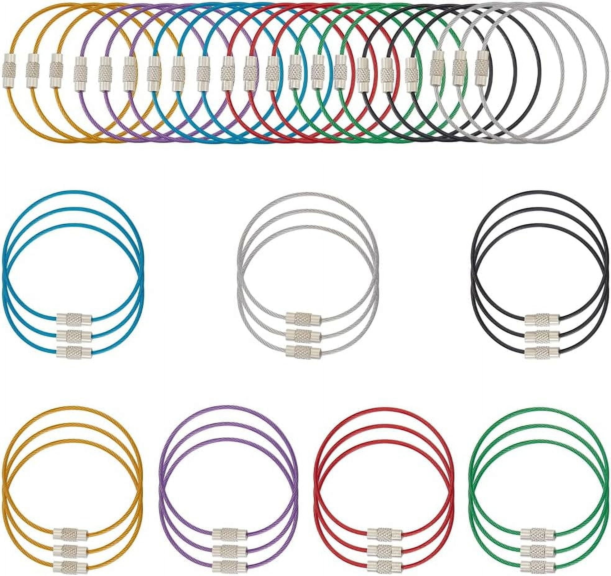 42Pcs 7 Colors Heavy Duty 304 Stainless Steel Wire Cable Keychains ...