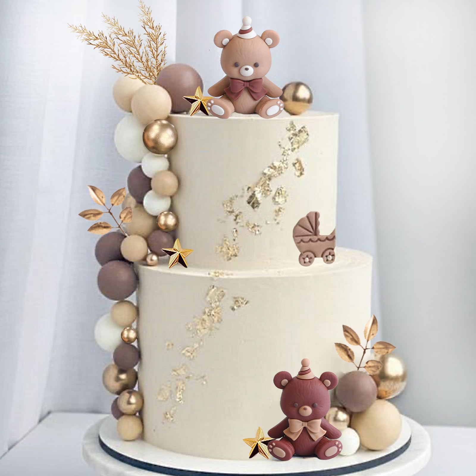 42Pcs Bear BallsITSC Cake Toppers - Mini Teddy Bear Cake Decorations ...