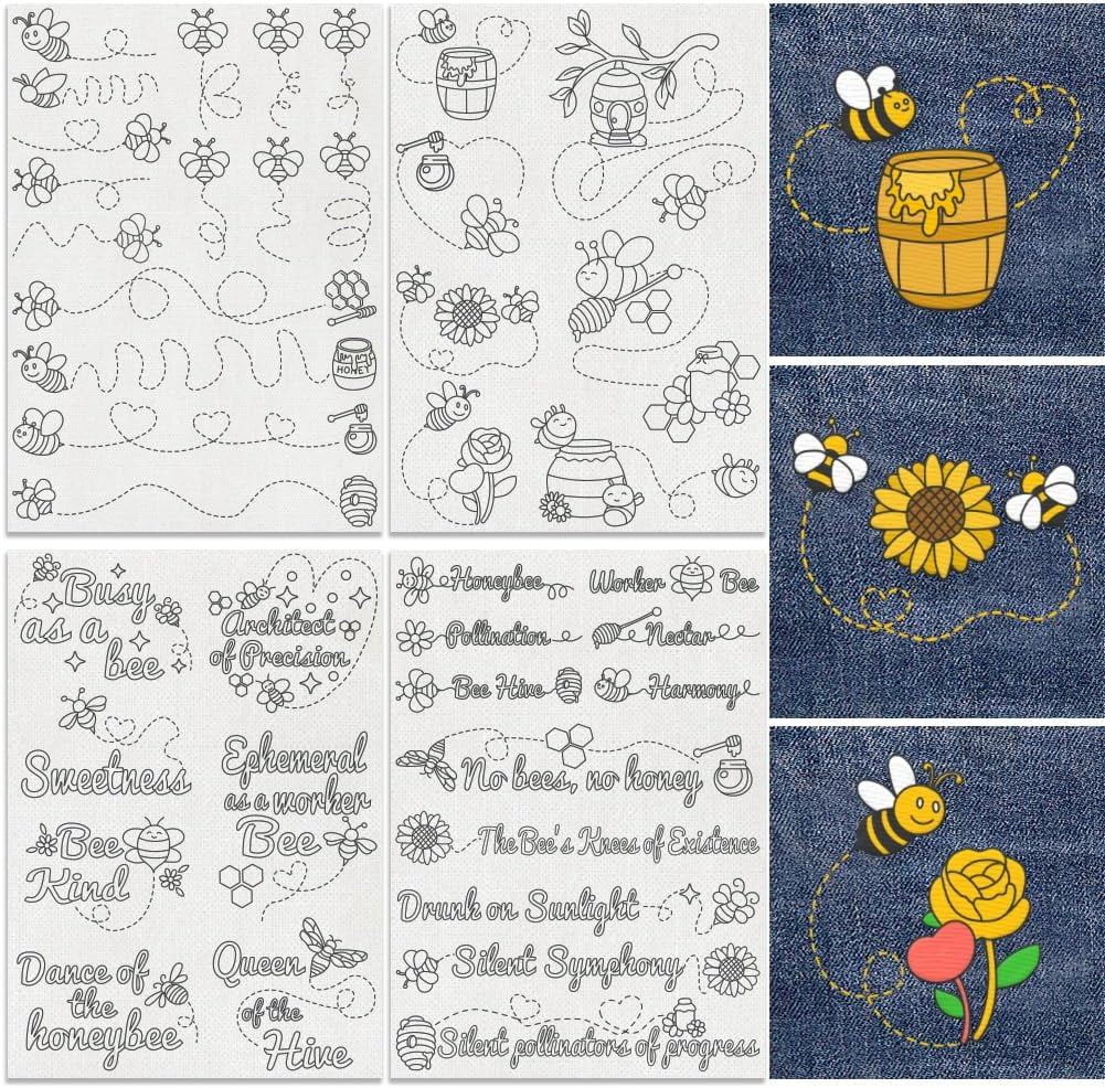 42Pcs Bee Tracks Water Soluble Hand Sewing Stabilizers 8.3"x11.7" Bee ...