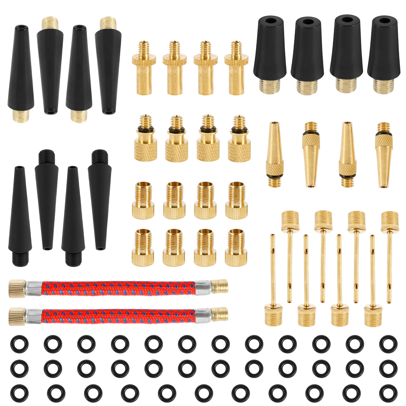 42Pcs Bicycle Valve Adapter Set With Thread Rubber Ring Sealed Valve ...