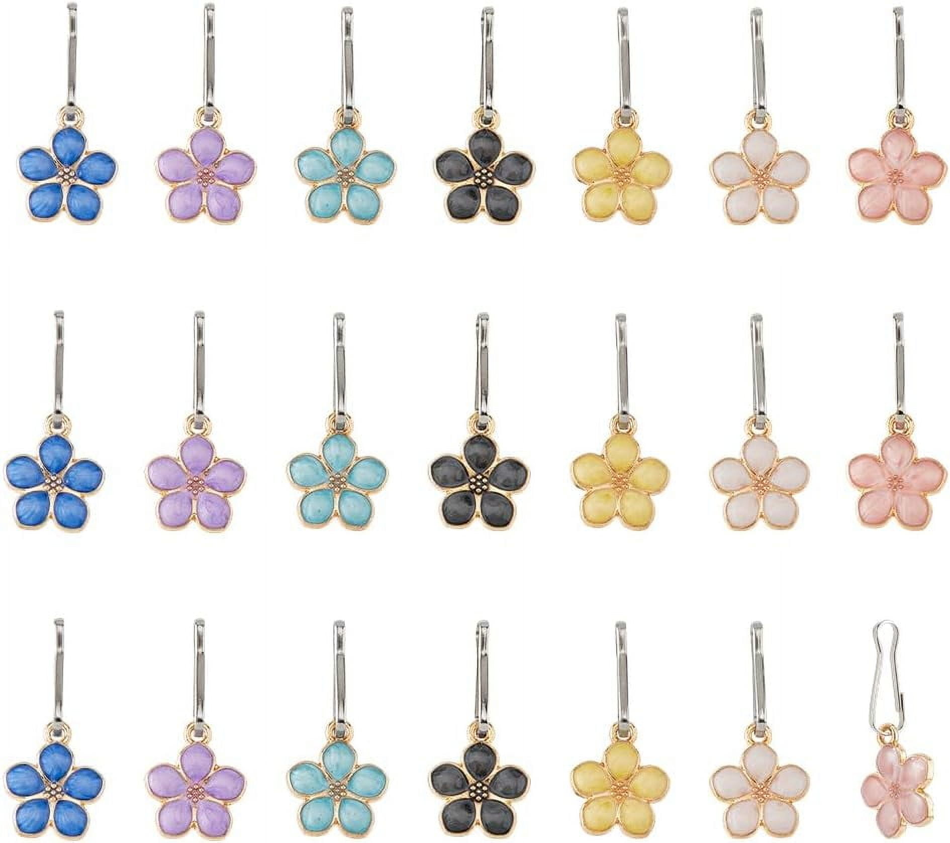 42Pcs Flower Zipper Pull Charms Flower Alloy Zipper Decorative Flowers ...