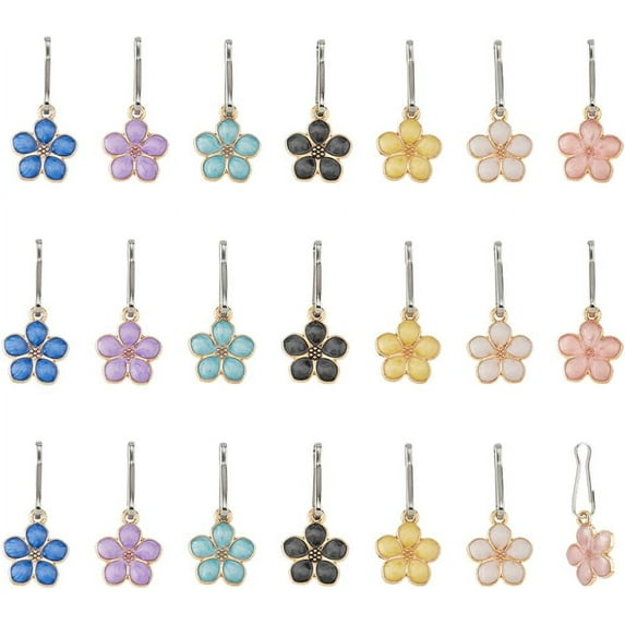 42Pcs Flower Zipper Pull Charms Flower Alloy Zipper Decorative Flowers ...