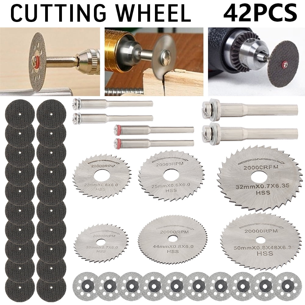 42Pcs HSS Mini Circular Saw Blade Set Resin Cut-Off Wheels Disc Diamond ...