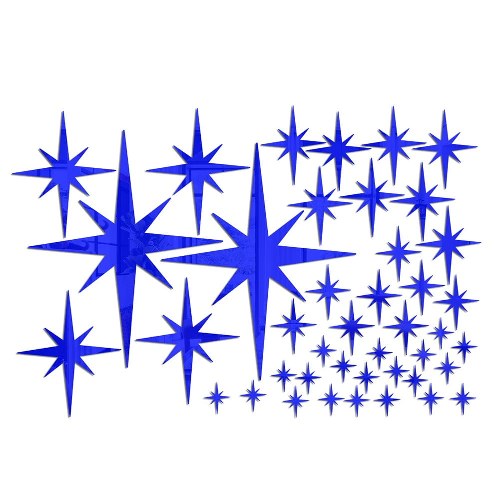 42Pcs/Set Christmas INS-Golden Silver Blue Star Acrylic Mirror Wall ...