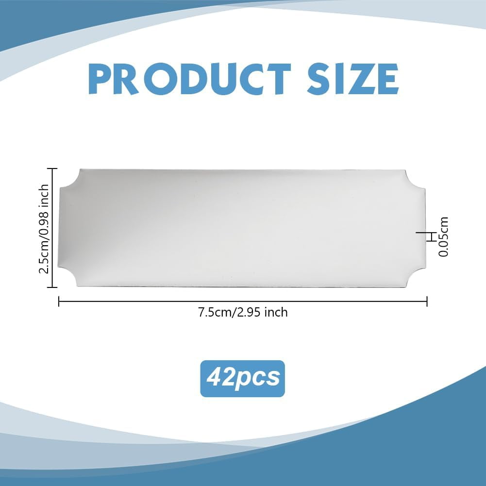 42Pcs Stainless Steel Plate Plaque Blank 3x1 Inch Blank Metal Card ...